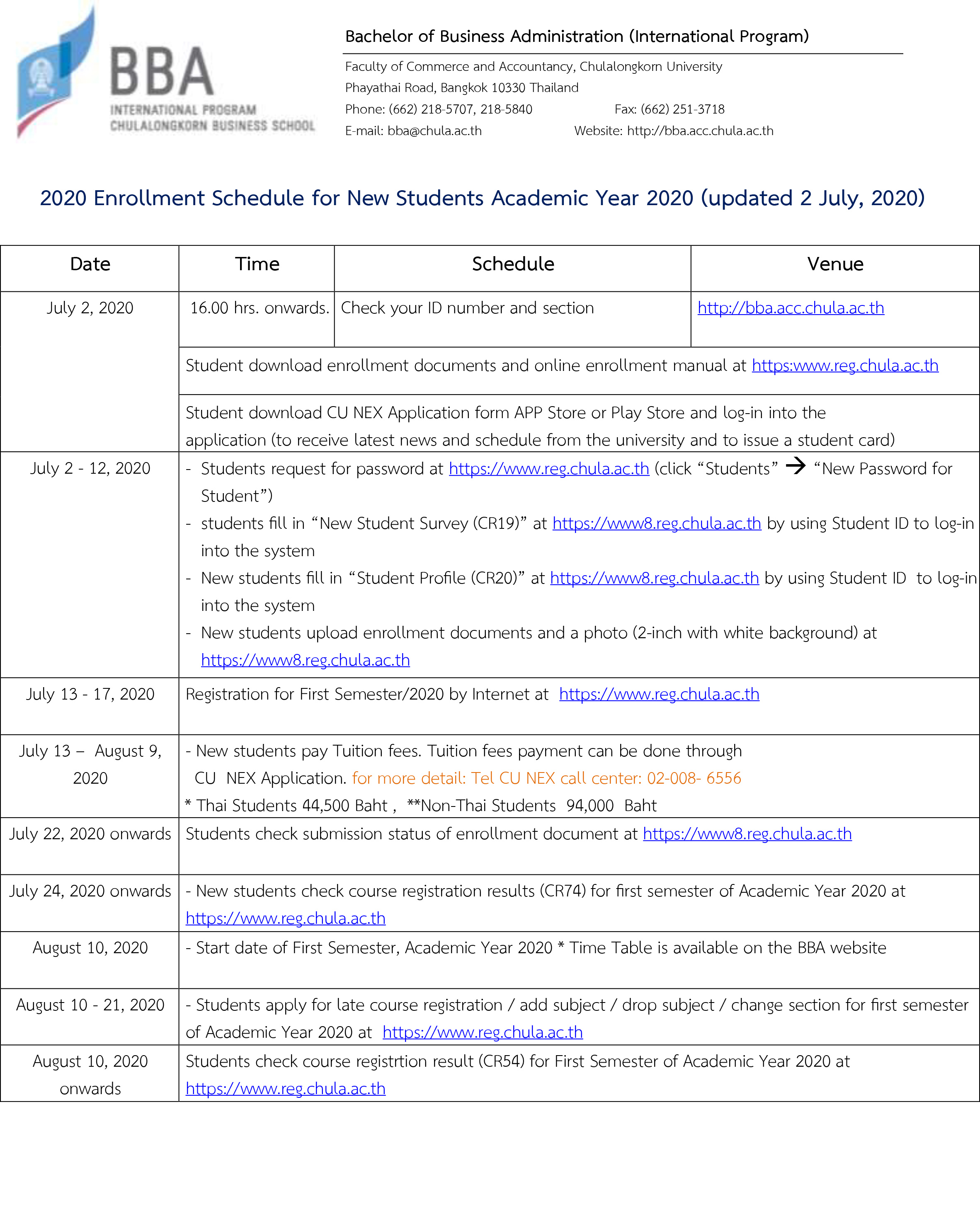 2020 Enrollment Schedule for New Students Academic Year 2020 [updated 2 ...